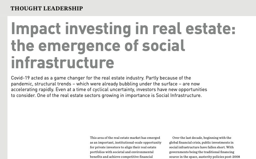 Impact investing in real estate: the emergence of social infrastructure ...