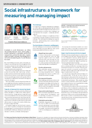 Social infrastructure: a framework for measuring and managing impact ...