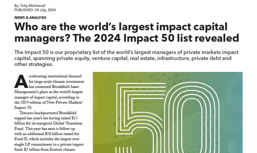Who are the world’s largest impact capital managers? The 2024 Impact 50 ...