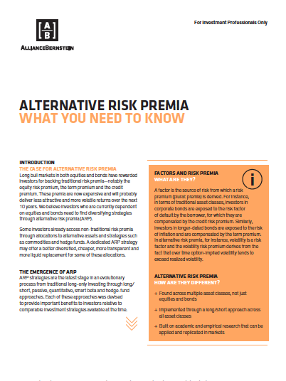Alternative Risk Premia: What You Need To Know | AllianceBernstein ...