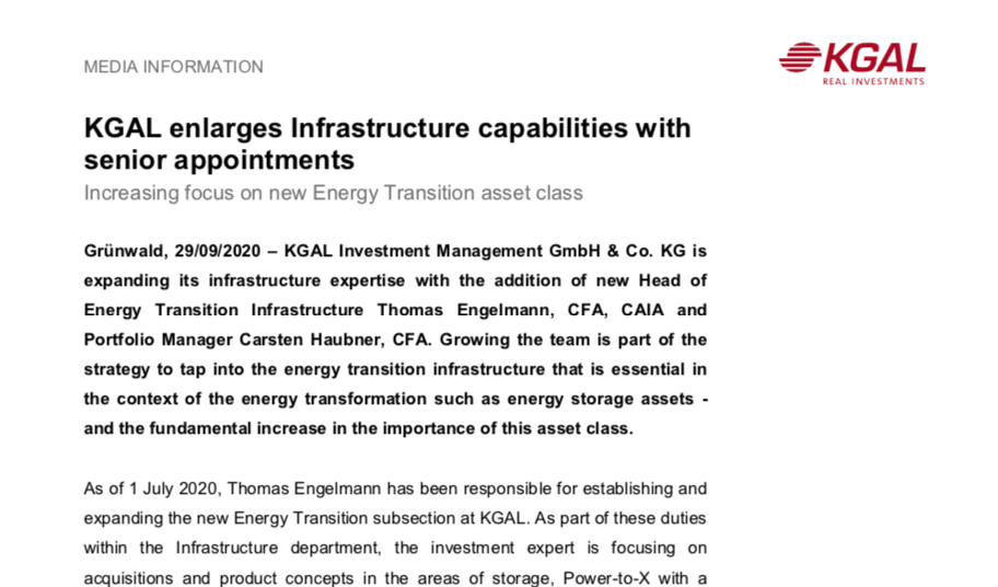 KGAL enlarges Infrastructure capabilities with senior appointments ...