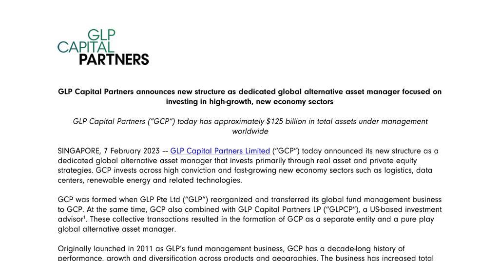 GLP Capital Partners announces new structure as dedicated global ...