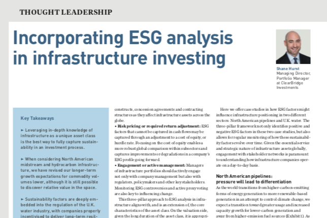 Incorporating ESG analysis in infrastructure investing | ClearBridge ...