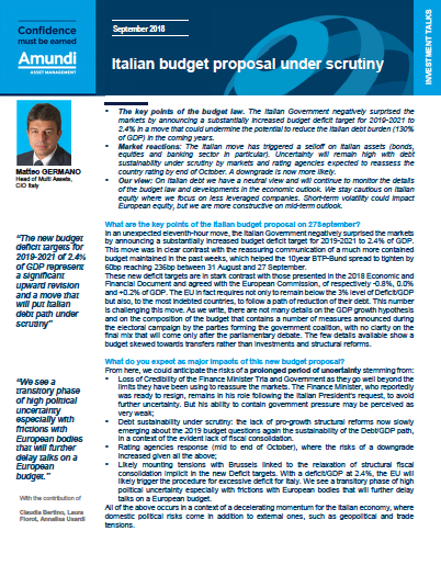 Italian budget proposal under scrutiny | Amundi | Reference Hub