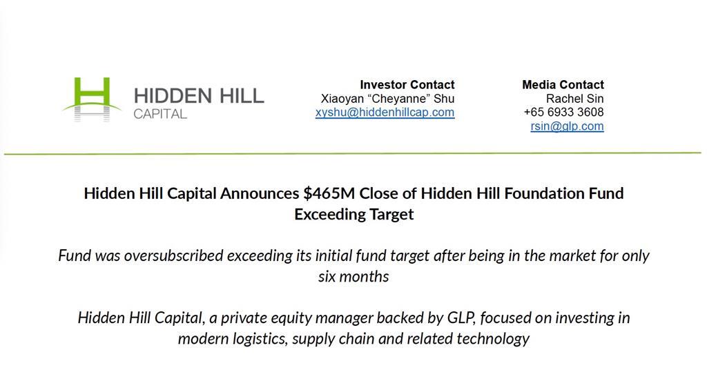 Hidden Hill Capital Announces $465M Close of Hidden Hill Foundation Fund Exceeding Target | GLP ...