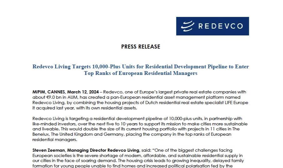 Redevco Living Targets 10,000-Plus Units for Residential Development ...