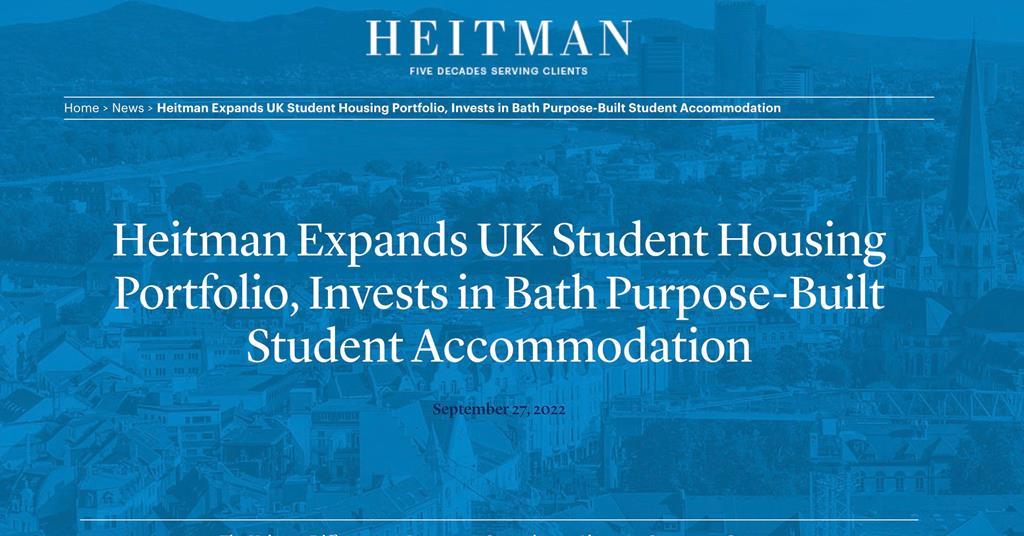 Heitman Expands UK Student Housing Portfolio, Invests in Bath Purpose ...