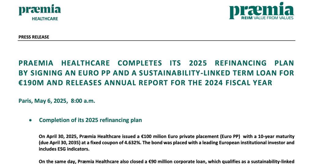 Praemia Healthcare Completes its 2025 Refinancing Plan by Signing an ...