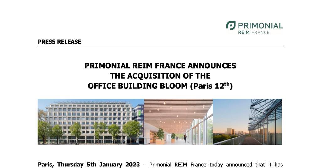 Primonial REIM France Announces The Acquisition Of The Office Building ...