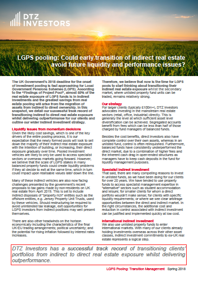 LGPS pooling: Could early transition of indirect real estate avoid ...