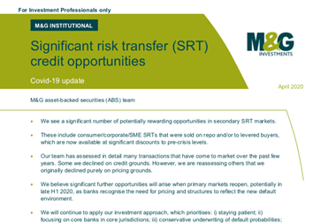 Significant risk transfer (SRT) credit opportunities | M&G Investments ...